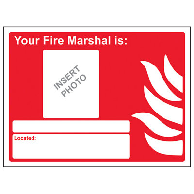 YOUR FIRE MARSHAL IS: Workplace Sign - Rigid Plastic - 300x200mm (x3 ...