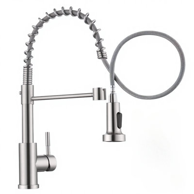 YUHUBY Stainless Steel Spring Pull Out Kitchen Mixer Tap 2 Mode Spray ...