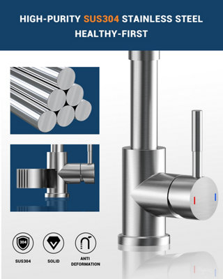 YUHUBY Stainless Steel Spring Pull Out Kitchen Mixer Tap 2 Mode Spray ...