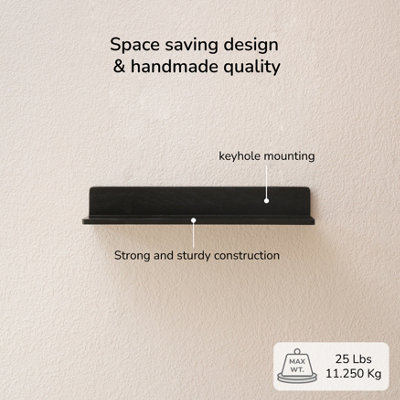 Yung Solid Wood Wall Shelf Living Bedroom Kitchen Wall Mounted Floating ...
