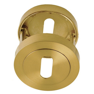 Z702 Satin Brass Escutcheon Set With Threaded Lock Cover and Rose ...