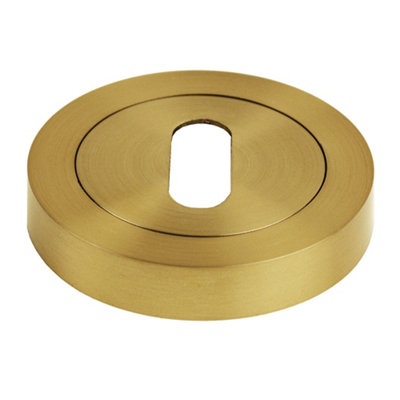 Z702 Satin Brass Escutcheon Set With Threaded Lock Cover and Rose ...