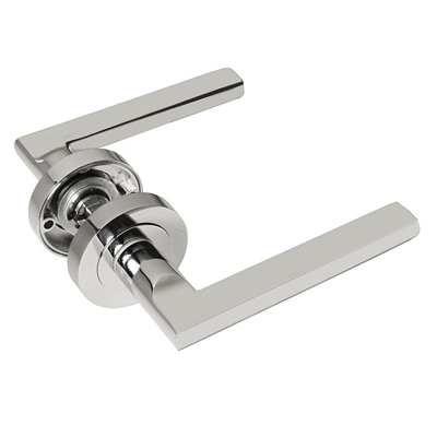 Z747 Lever Rose Polished Chrome Door Handles, Modern Flat Lever Design ...