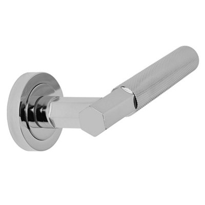Z751 Hexagon Knurled Lever Rose Door Handles in Polished Chrome ...