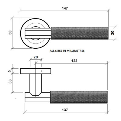 Z751 Hexagon Knurled Lever Rose Door Handles in Satin Nickel ...