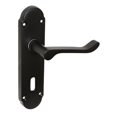 Z776 Budget Shaped Scroll Locking Door Handles, Matt Black ...