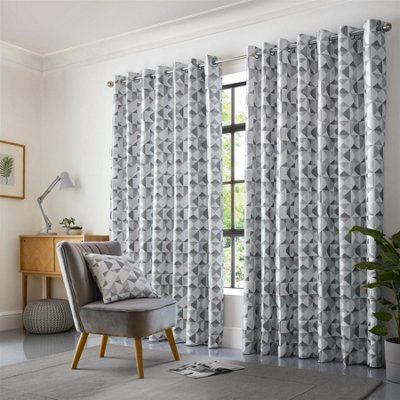 Zandi Ring Top Curtains 117cm x 229cm Silver/Grey