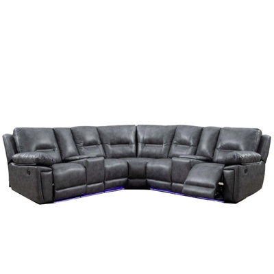 Zara Grey L Shaped Electric 5 Seater Reclining Corner Sofa Smart Tech USB