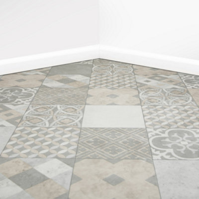 Zarento Poker Farmhouse Style Soft Lino Flooring 4m Width Sheet Vinyl ...
