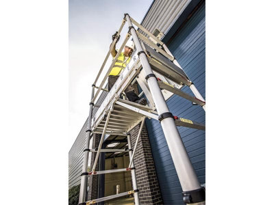 Zarges TT002 Aluminium Telescopic Scaffold Tower with Safety Toeboards for Secure Access