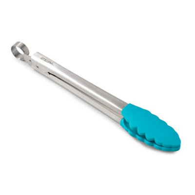 Zeal Silicone Cooking Tongs, 25cm, Aqua | DIY at B&Q