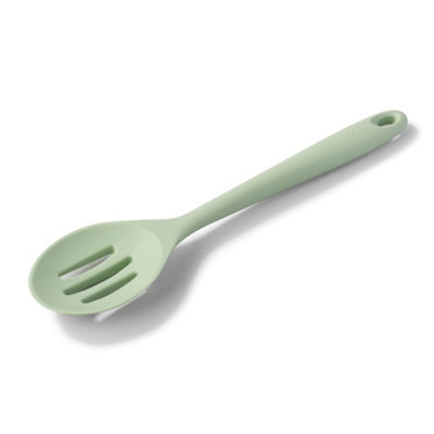Zeal Silicone Slotted Spoon 28cm, Sage Green | DIY at B&Q