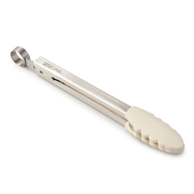 Zeal Silicone Small Cooking Tongs, 20cm, Cream | DIY at B&Q