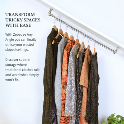 Zebedee Any Angle Sloping Clothes Rail for Angled Wardrobes, Loft ...