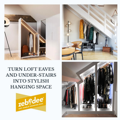 Zebedee Any Angle Sloping Clothes Rail for Angled Wardrobes, Loft ...