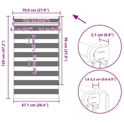 Zebra Blind 70 X 120 Cm White Zebra Blinds