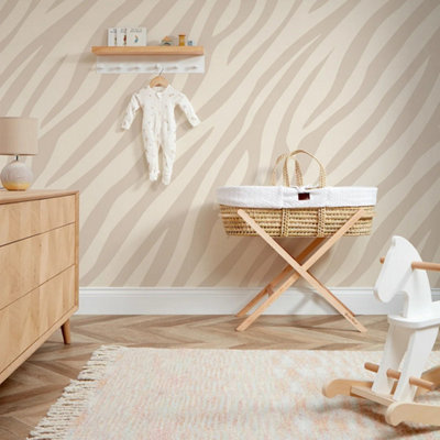 Zebra Print Mural Wallpaper In Cream And Truffle (300cm x 240cm)