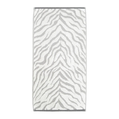 Zebra Print Sculpted Bath Towel - White/Grey