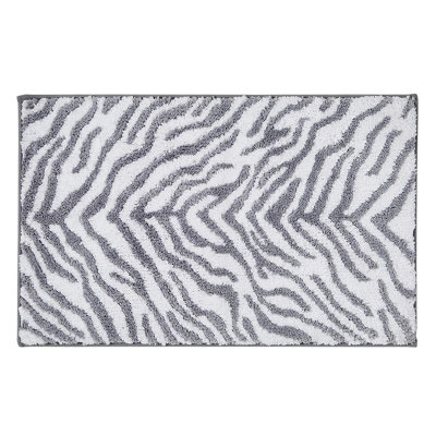 Zebra Print Ultra Soft Non-Slip Bath Mat - Grey