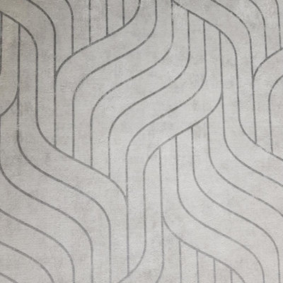 Zed Decor Feeling Waves Art Deco Wallpaper 176401 White Grey Fog