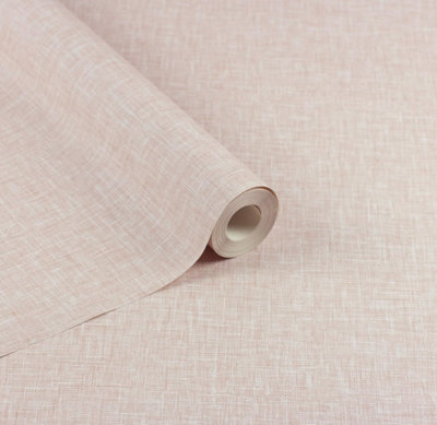 Zed Decor Rose Pink Textured Linen Wallpaper - Subtle Sheen Bounces ...