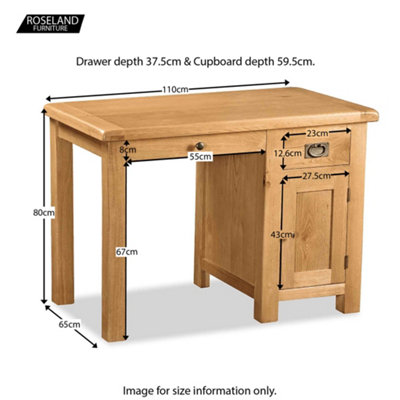 Zelah Oak 110cm Computer Desk with Drawer - By Roseland Furniture