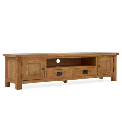 Zelah Oak 200cm Extra Large TV Unit for Living Room - Fully Assembled ...