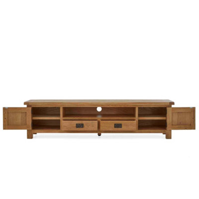 Zelah Oak 200cm Extra Large TV Unit for Living Room - Fully Assembled ...