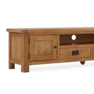 Zelah Oak 200cm Extra Large TV Unit for Living Room - Fully Assembled ...