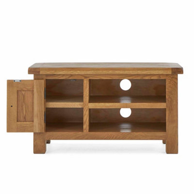 Zelah Oak 90cm Small TV Unit - Fully Assembled By Roseland Furniture