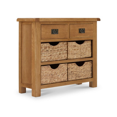 Zelah Oak Small Sideboard Cabinet with Baskets Fully Assembled - By ...
