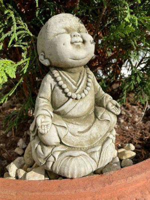 Zen Monk Stone Statue Outdoor Garden Buddha Reconstituted Oriental Ornament