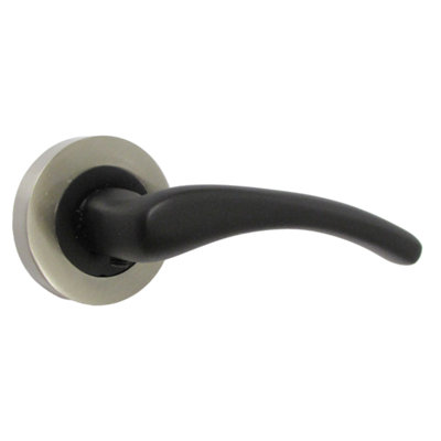 Zena Door Handle Lock Key Set Modern Matt Black Lever Satin Rose ...