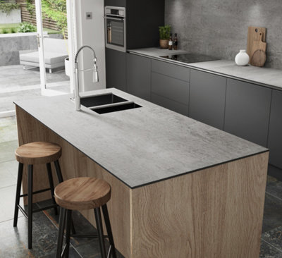 Zenith Kitchen Worktop - Woodstone Gris - 3020mm x 650mm x 12.5mm