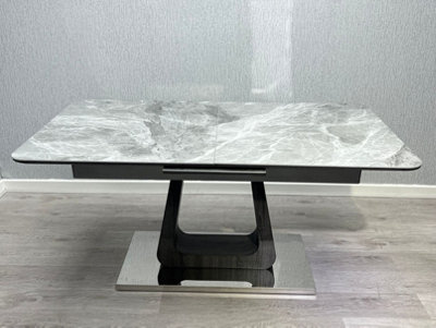 Zermatt Extendable Dining Table Grey Ceramic 160Cm 200Cm With 6 Zermatt ...
