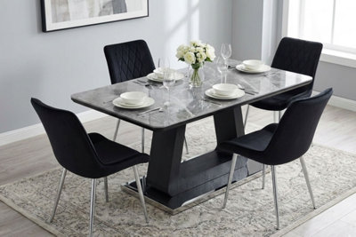 Zermatt Modern Extendable Dining Table, Grey Ceramic Finish - 160-200 cm