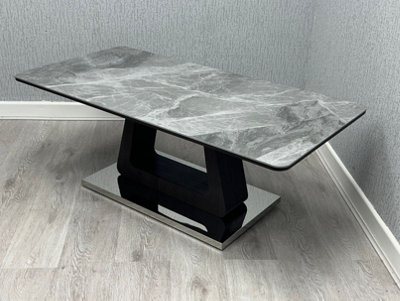 Zermatt Modern Extendable Dining Table, Grey Ceramic Finish - 160-200 cm
