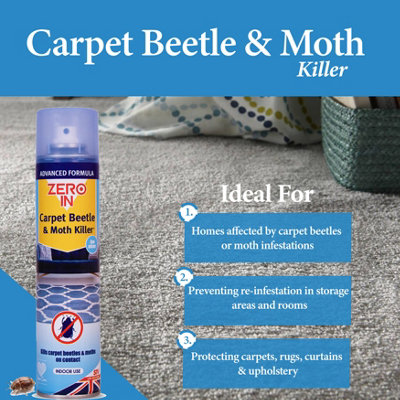 Zero In Carpet Beetle and Moth Killer 300ml spray Kills larvae and ...