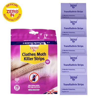 Zero In Clothes Moth Killer - 20 Strips - Kills Clothing Moths, Larvae ...