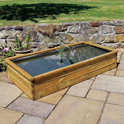 Zest Aquatic Raised Wooden Rectangular Garden Pond Planter Medium | DIY ...
