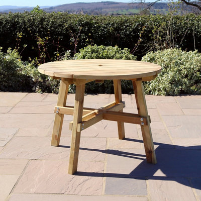 Zest Freya Round Wooden Dining Table Garden Outdoor 100cm | DIY at B&Q
