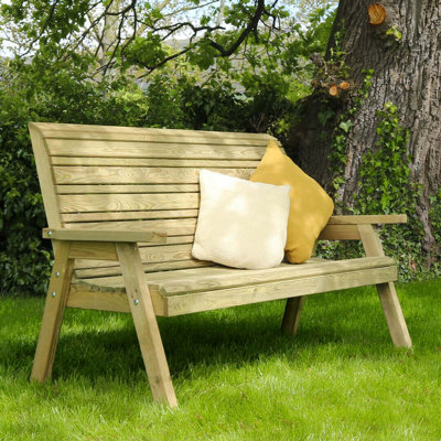 Zest Freya Wooden 3 Seater Garden Outdoor Bench Chair Patio Park at B&Q