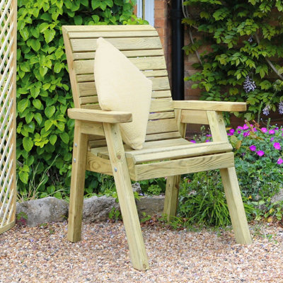 Zest Freya Wooden Garden Arm Chair Dining Seat Outdoor