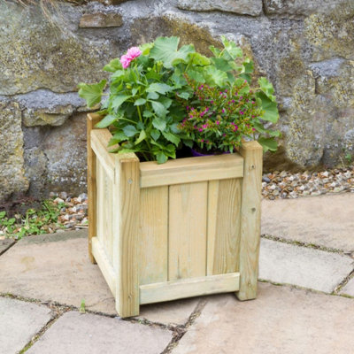 Zest Holywell Small Wooden Square Garden Planters Flowers