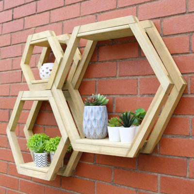Zest Honeycomb Shelf Set Of 3 Hexagonal Indoor Outdoor Garden Plant ...