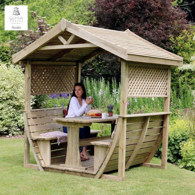 Zest Noah's Arbour Wooden Garden Seat Bench Shelter Sun Shade Trellis