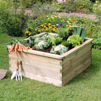 Zest Square Sleeper Raised Wooden Bed Garden Planter