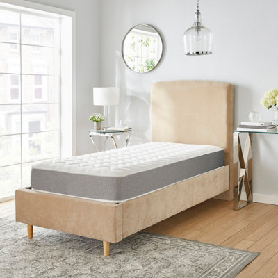 Zig Zag Grey Memory Foam Spring Mattress Double