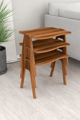 Zigon Wooden Coffee Table Walnut, Wooden Decorative Modern Design Legs ...