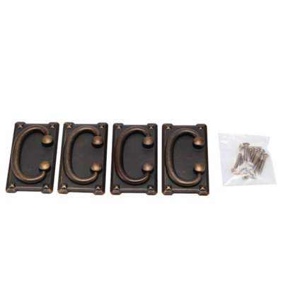 Zinc Alloy Drop-Down Bail Swing Drawer Pull Handles Antique Brass 4Pcs